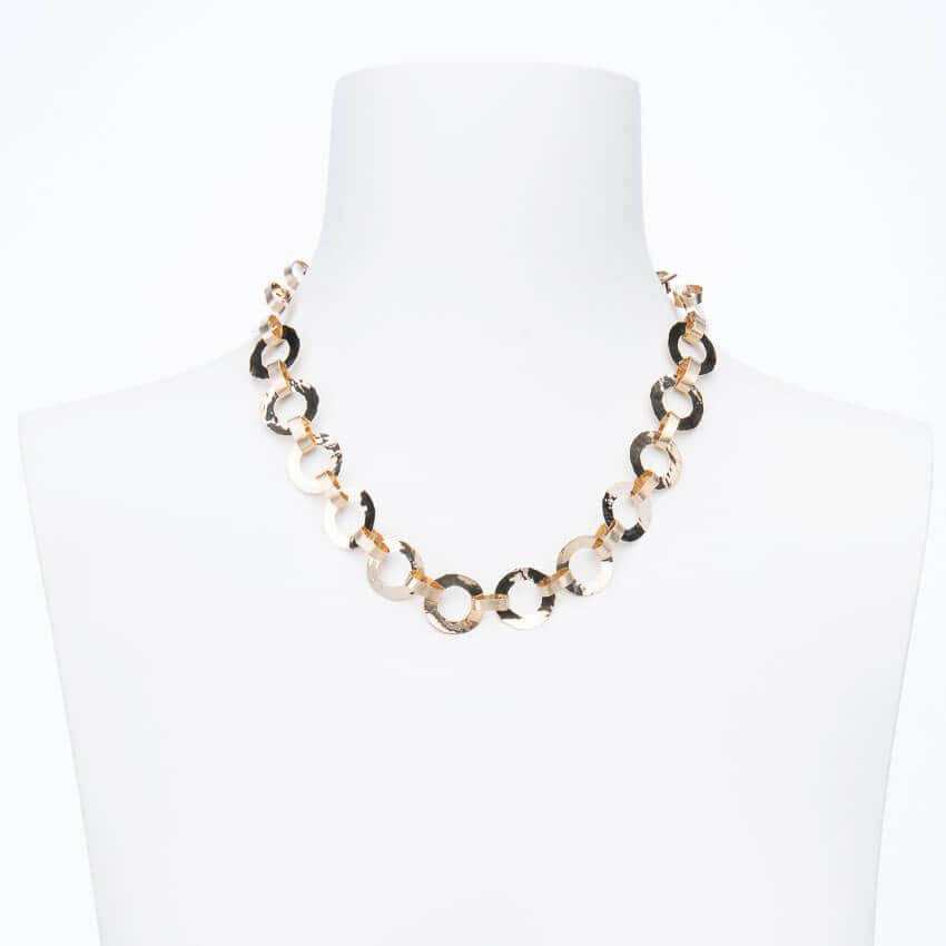 Collana girocollo catena anelli alternati argento placcato oro - Chic ... Collana girocollo catena anelli alternati argento placcato oro - Chic ...